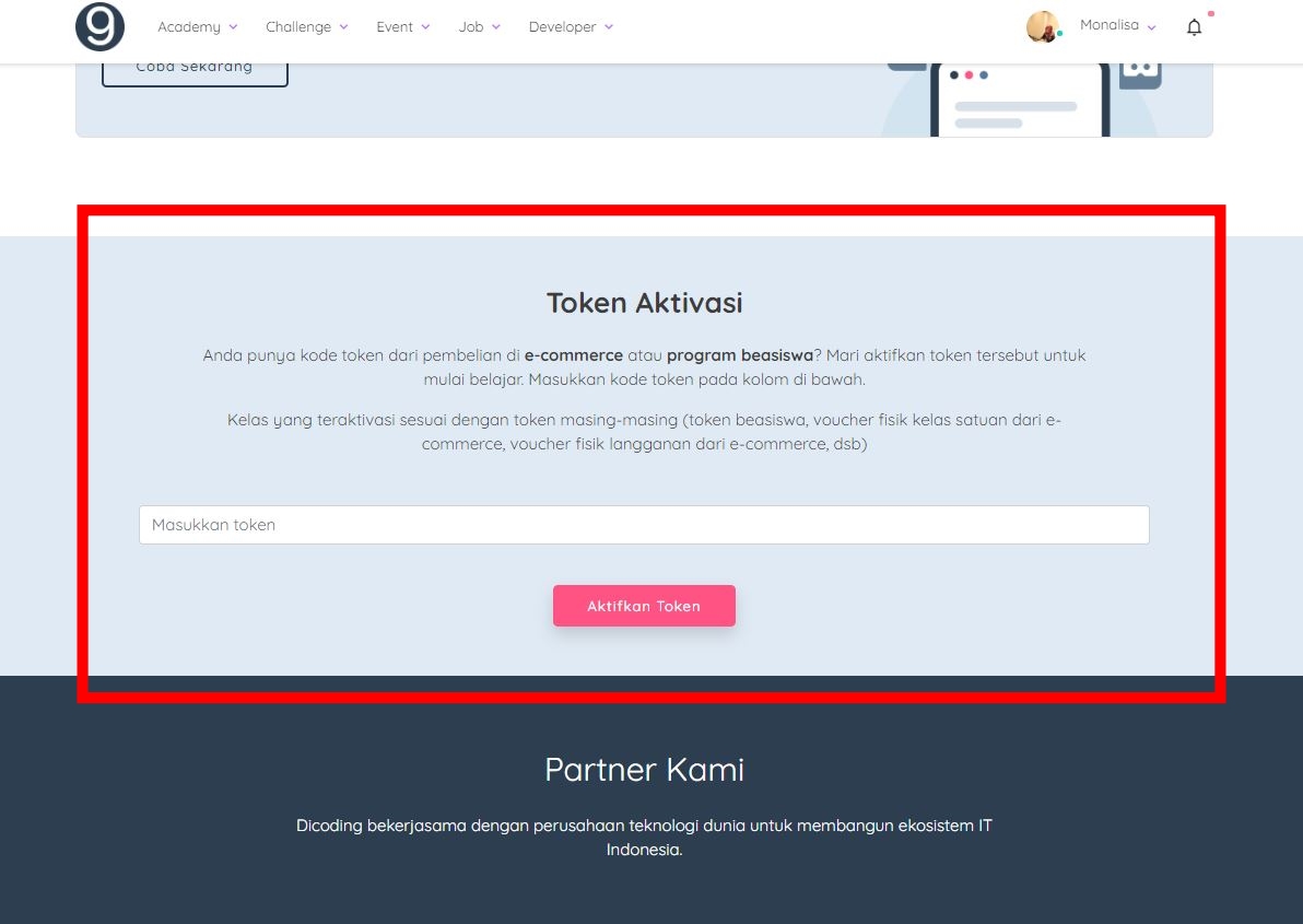 Bagaimana cara memasukkan token Academy? – Dicoding's Help | Dicoding's ...
