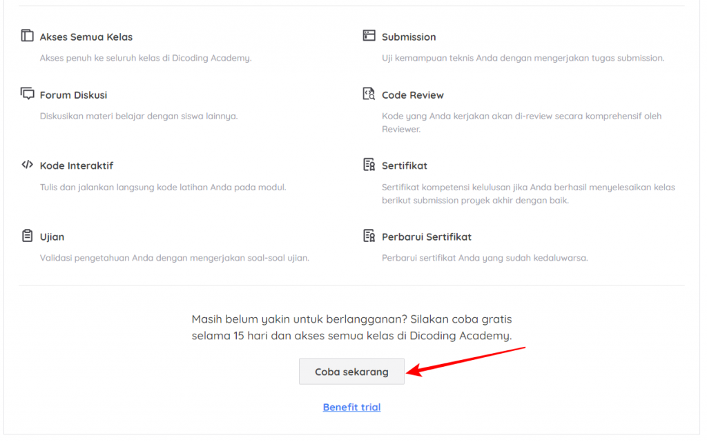 Bagaimana Cara Mendaftar Trial Langganan Kelas? – Dicoding's Help | Dicoding's Help
